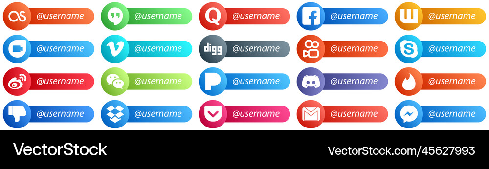 Follow me social network platform icons Royalty Free Vector