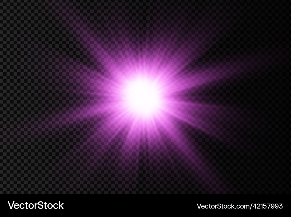 Glow bright light star purple sun rays sunshine Vector Image