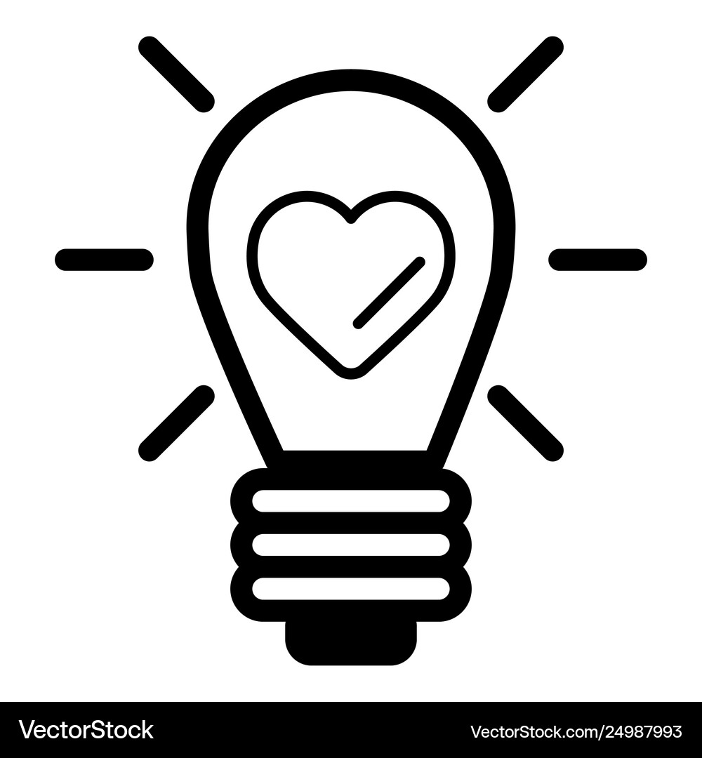 Heart shape in a light bulb line icon outline Vector Image