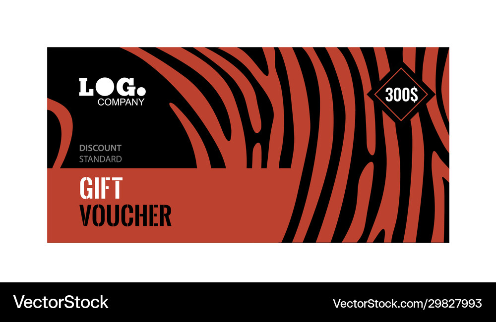 Horizontal gift voucher brown lines on black Vector Image