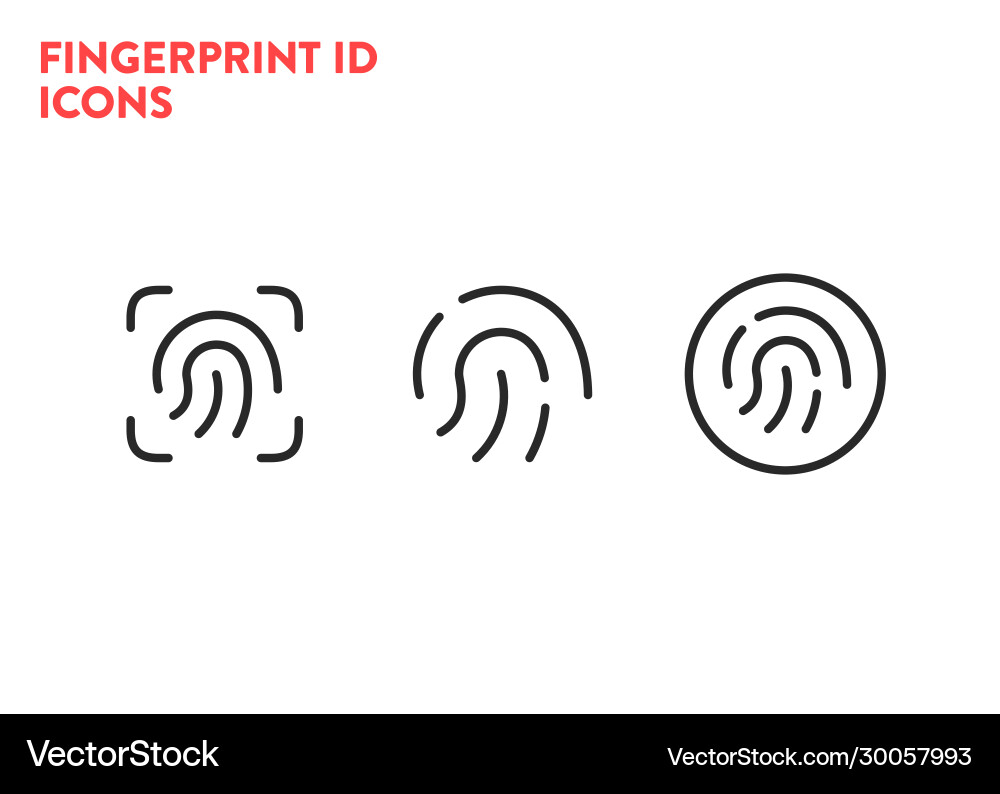 Id icons fingerprint scanning process icons Vector Image