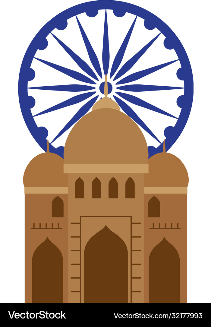 India mosque famous monument with blue ashoka Vector Image