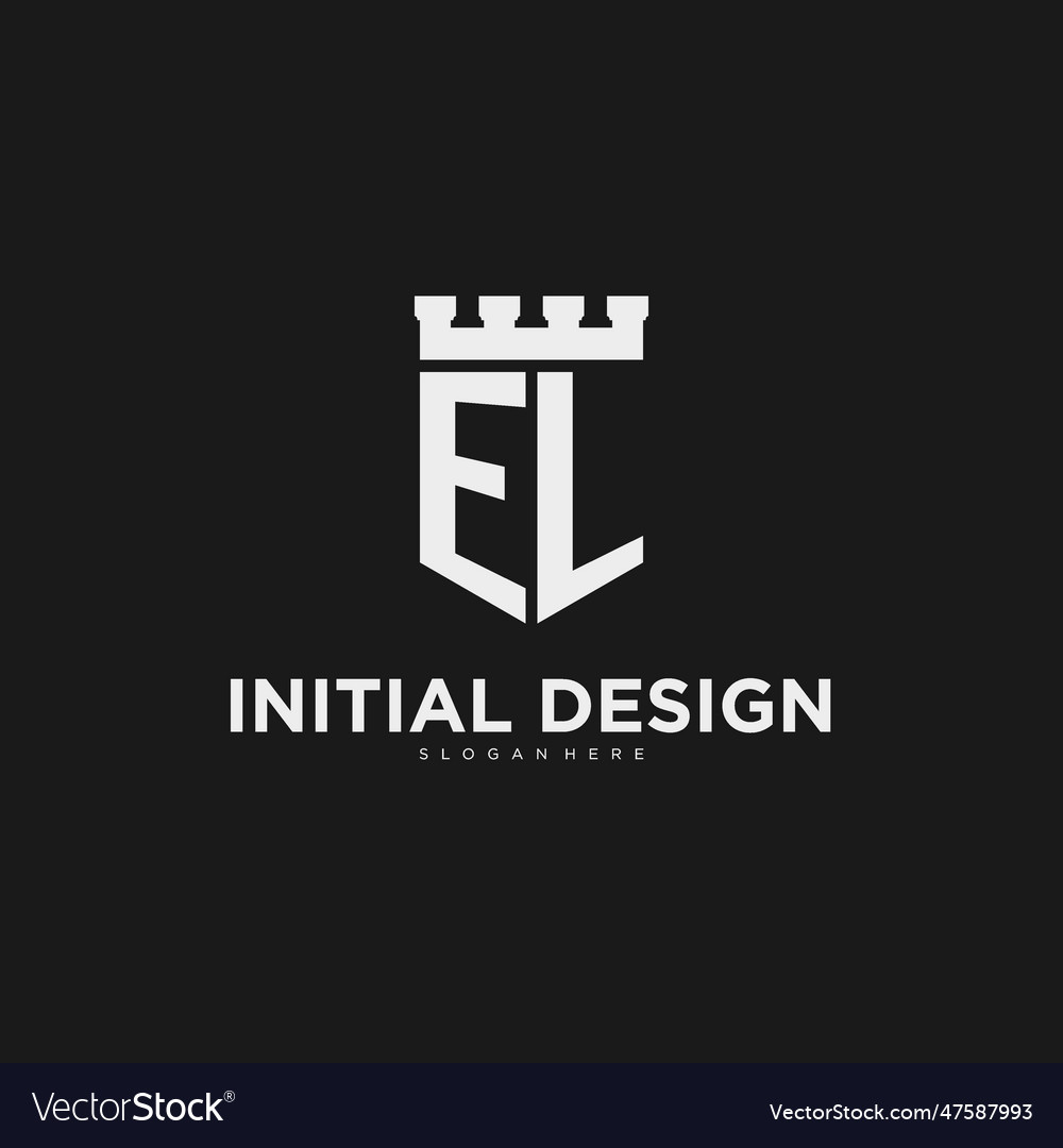 Initials el logo monogram with shield Royalty Free Vector