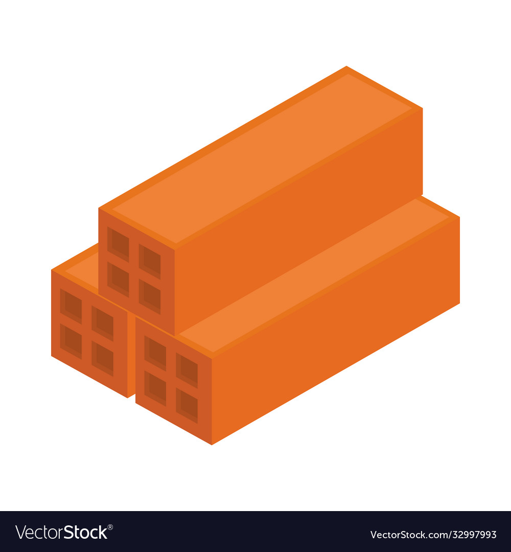 Isometric repair construction stack bricks work Vector Image