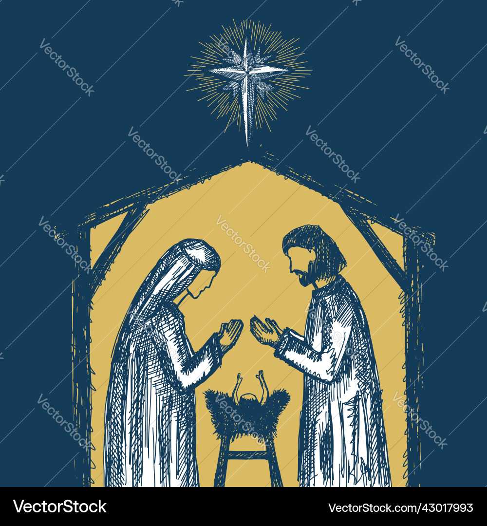 Joseph and mary with little jesus Royalty Free Vector Image
