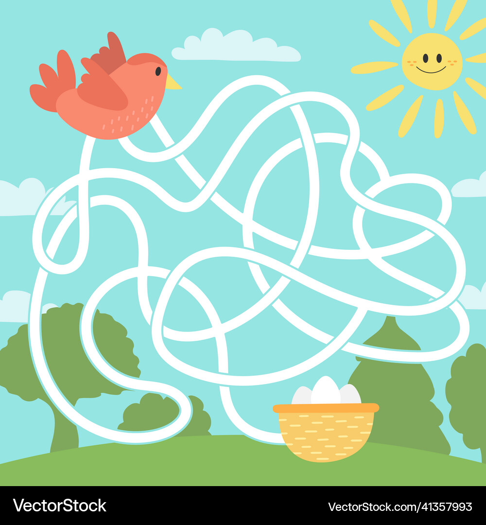 Maze game for children education worksheet bird Vector Image