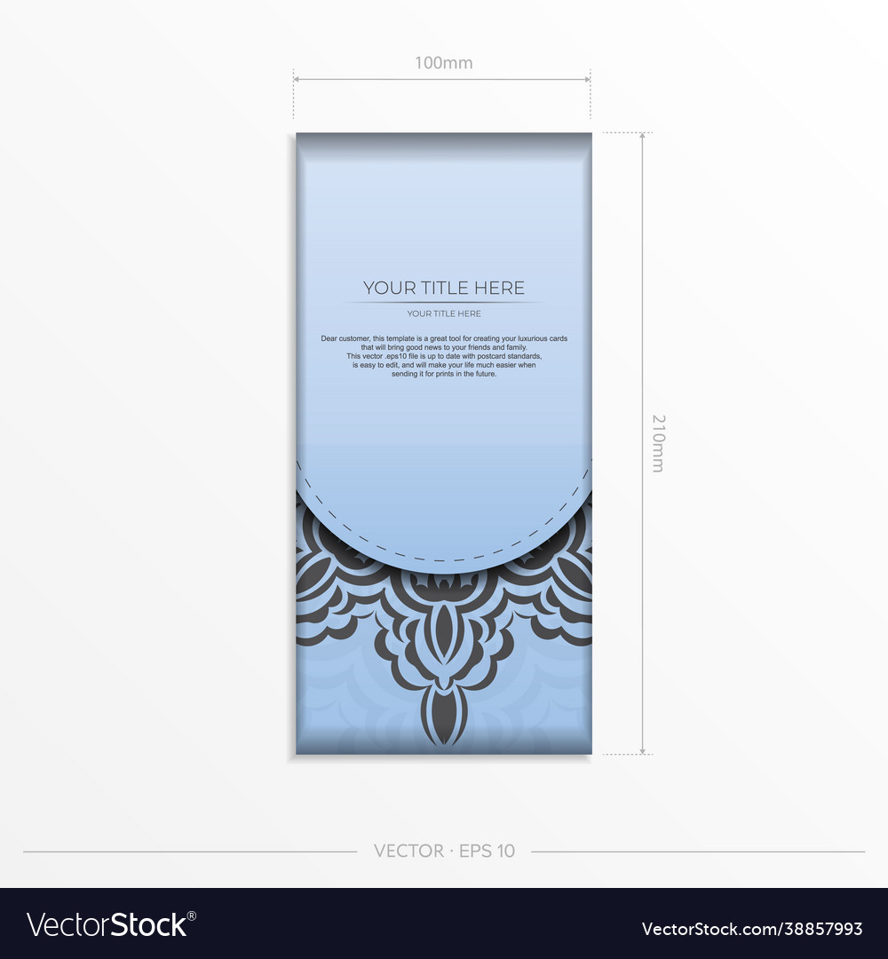 Rectangular blue color postcard template Vector Image