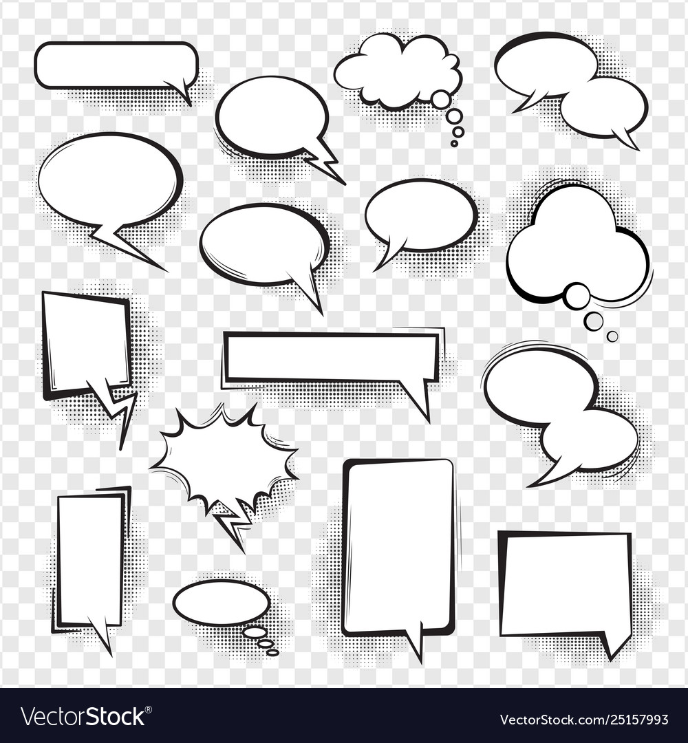 Retro comic empty speech bubbles set for message Vector Image