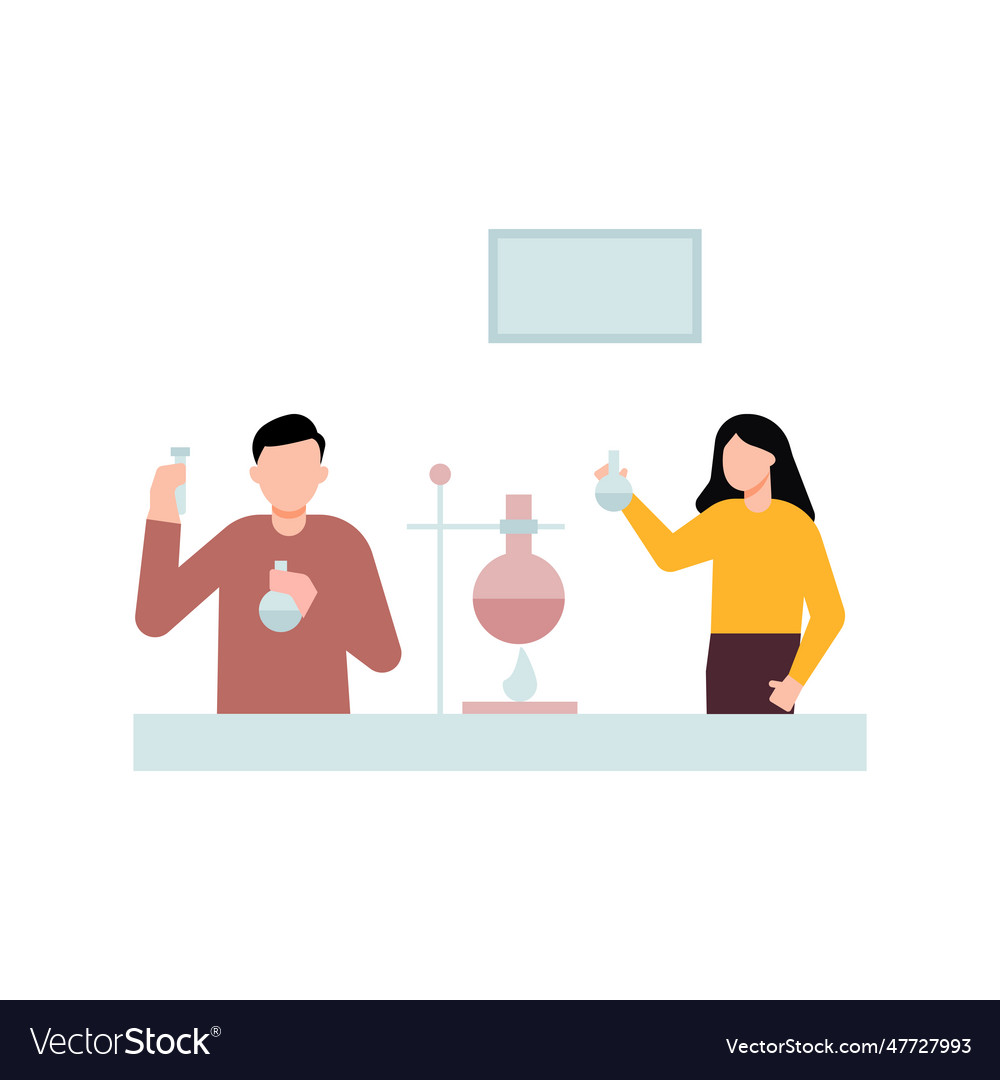 Students doing lab experiments Royalty Free Vector Image