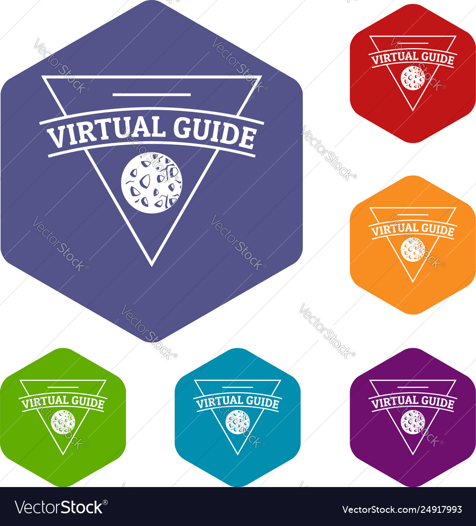 Virtual guide icons hexahedron Royalty Free Vector Image