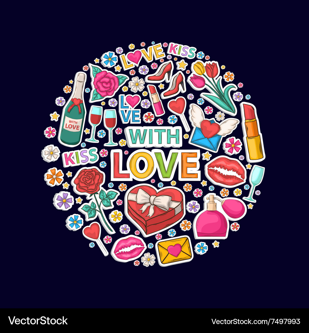 With love sticker clip mart in circle Royalty Free Vector
