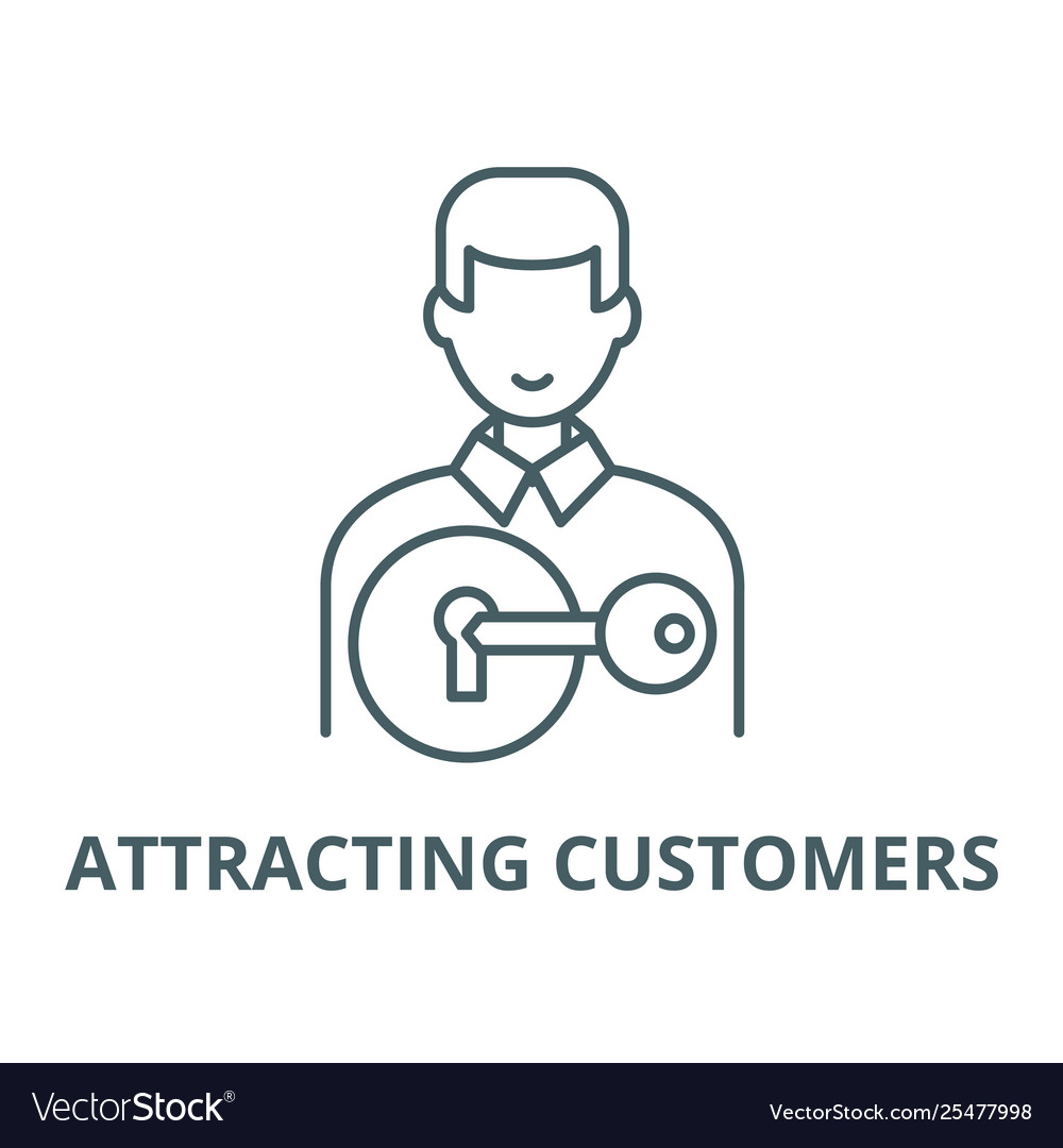 Attracting customers line icon linear Royalty Free Vector