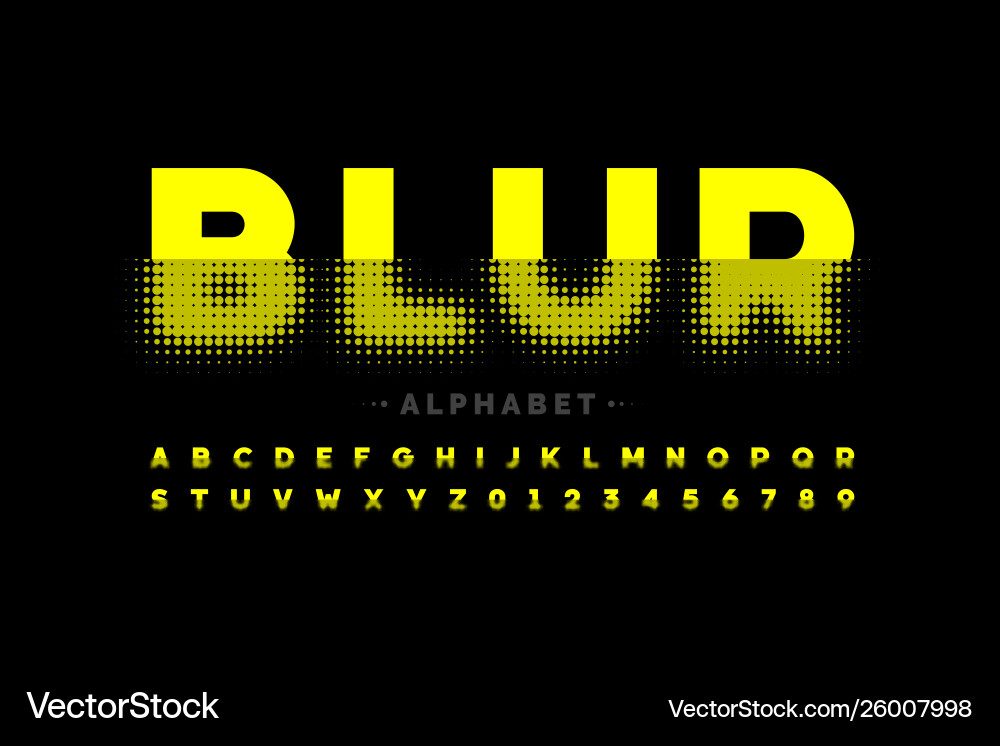 Blurred style font design alphabet letters and Vector Image