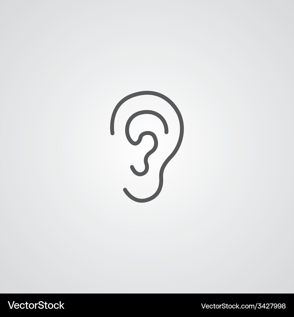 Ear outline symbol dark on white background logo Vector Image