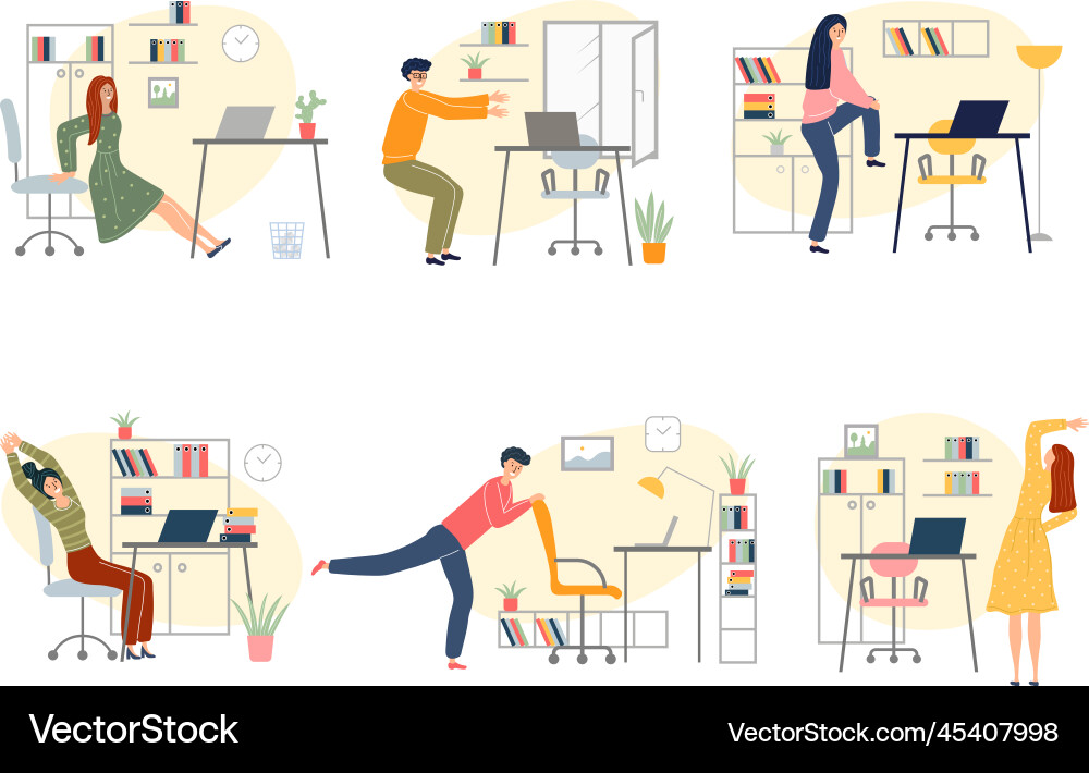 Exercises at work freelancers making sport Vector Image