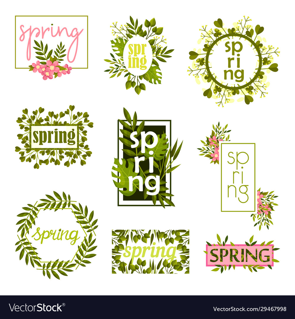 Floral spring graphic rectangular and circular Vector Image