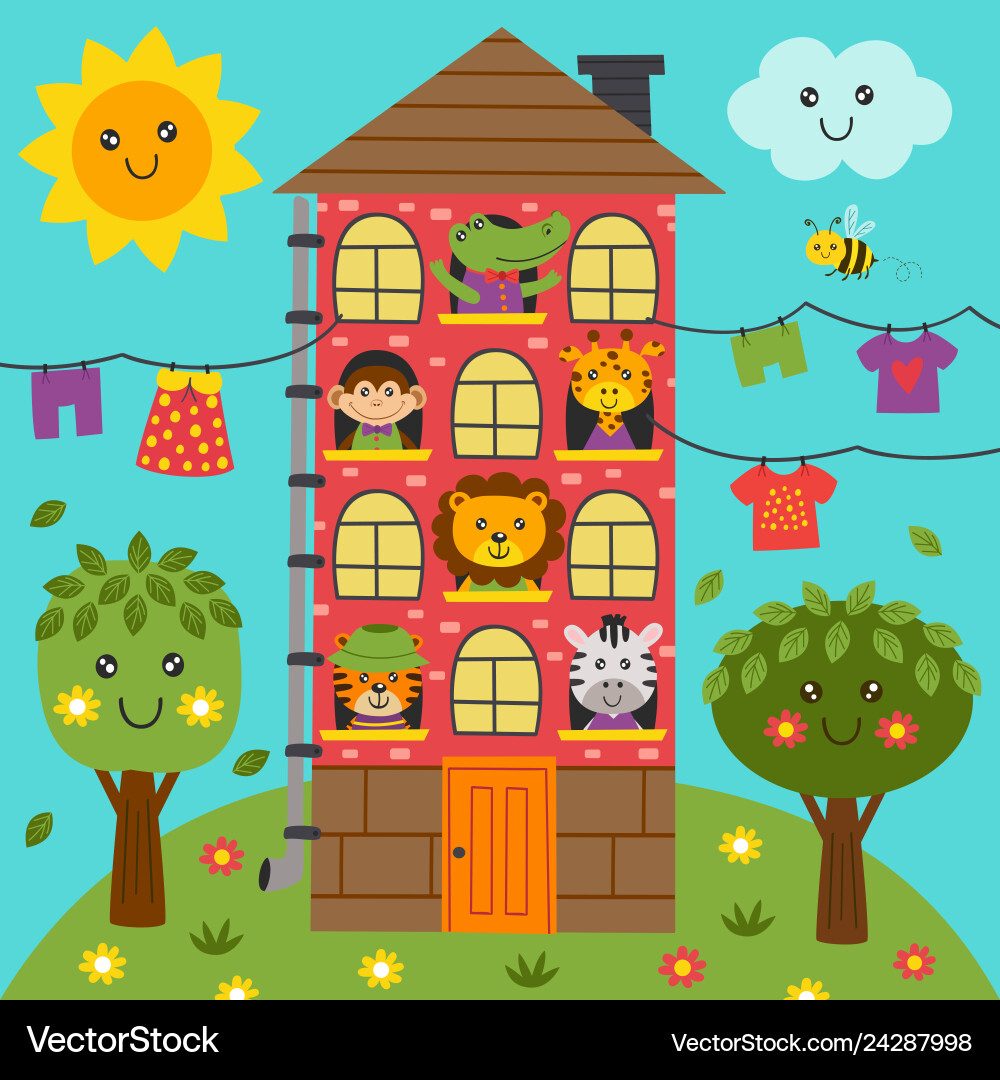 Homecute animals in the home Royalty Free Vector Image