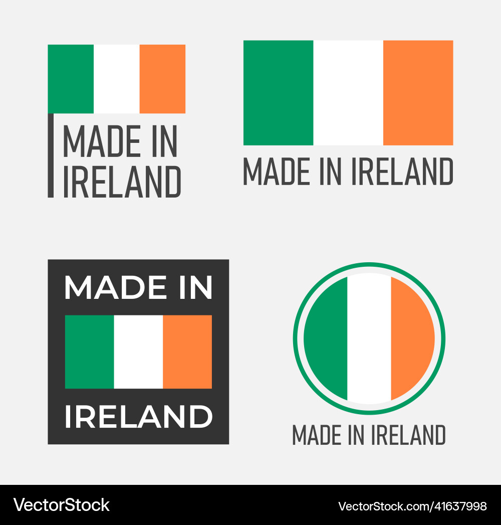 Made in ireland labels set republic Royalty Free Vector