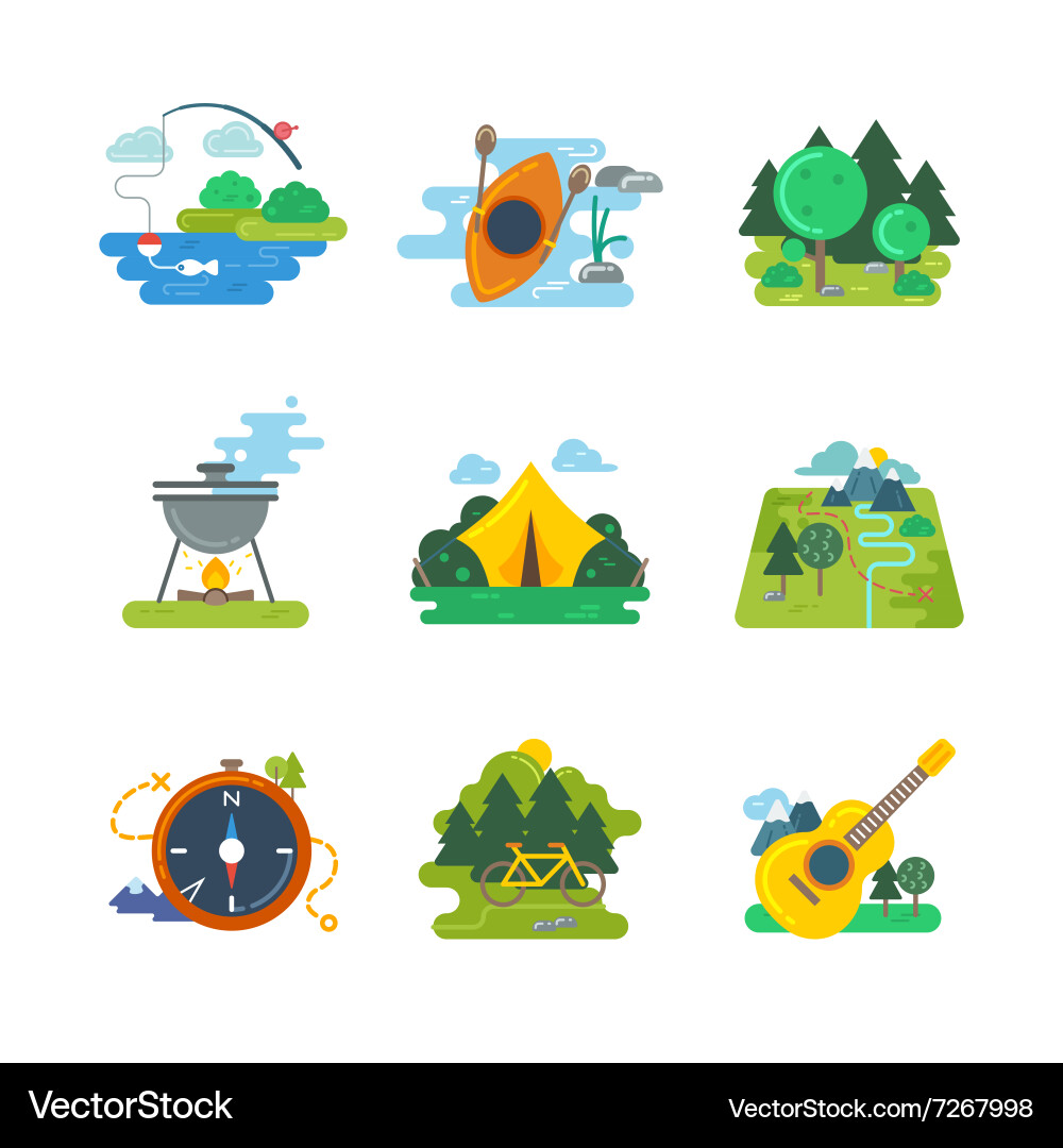 Nature outdoor and forest activities flat Vector Image