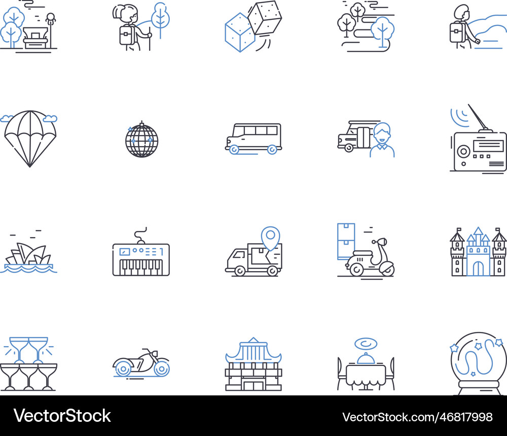 Roaming line icons collection travel explore Vector Image