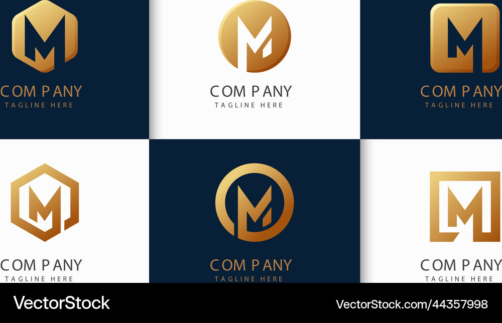 Set of creative letter m logo design template Vector Image
