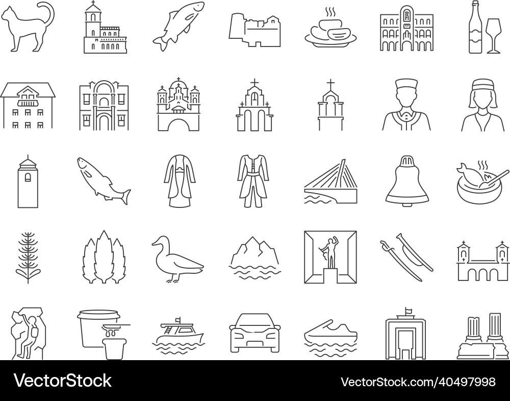 Set of linear icons podgorica Royalty Free Vector Image