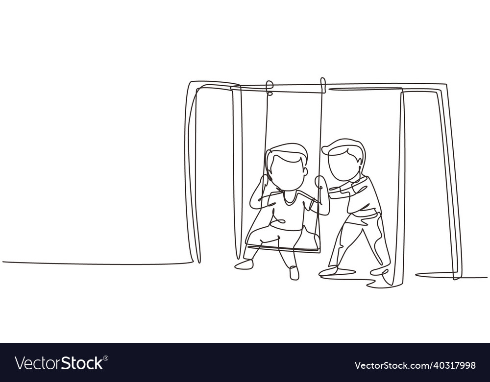 Single continuous line drawing cute little boy Vector Image