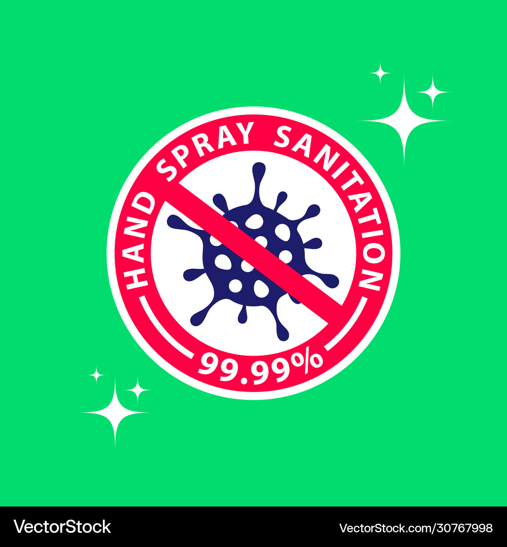 Sticker antibacterial spray for sanitation Vector Image