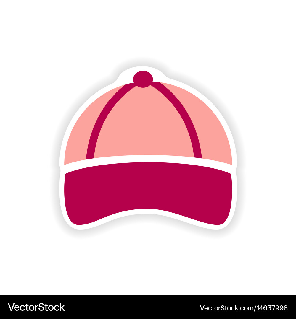 Stylish paper sticker on white background cap Vector Image