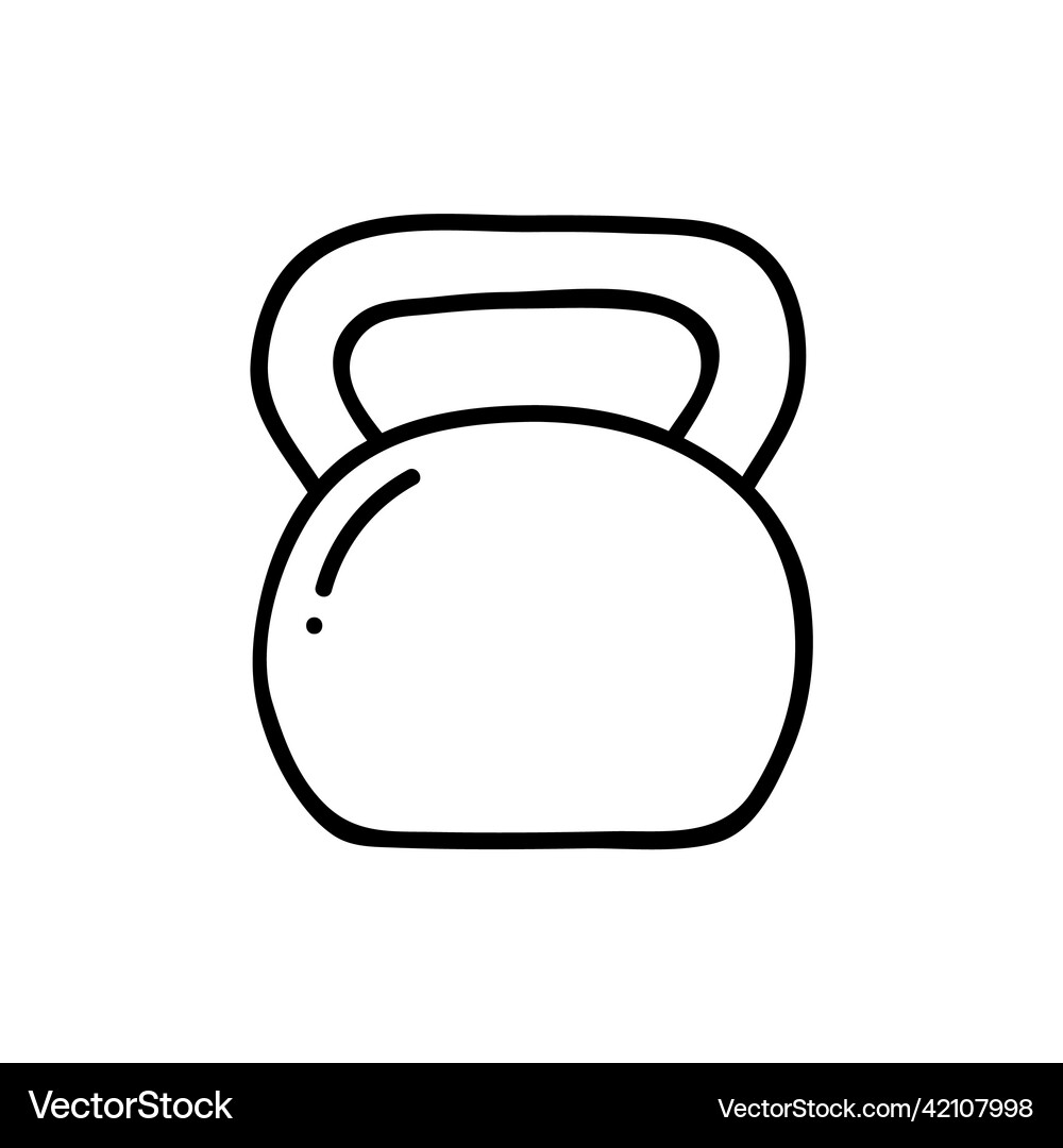 Thin line icon sport kettlebell isolated on white Vector Image