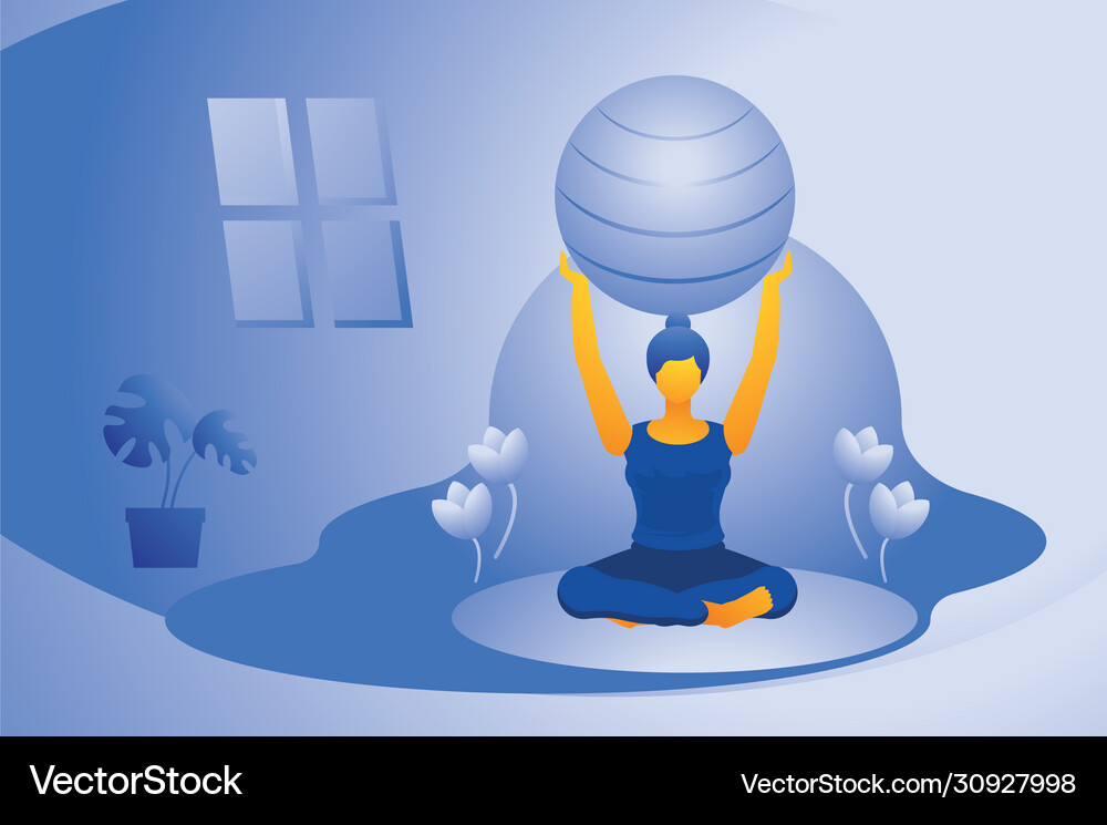 Yoga ball playing at home Royalty Free Vector Image