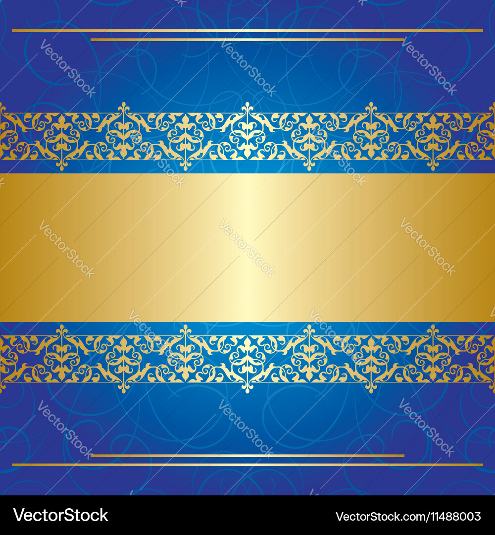 Blue curly background with golden center Vector Image