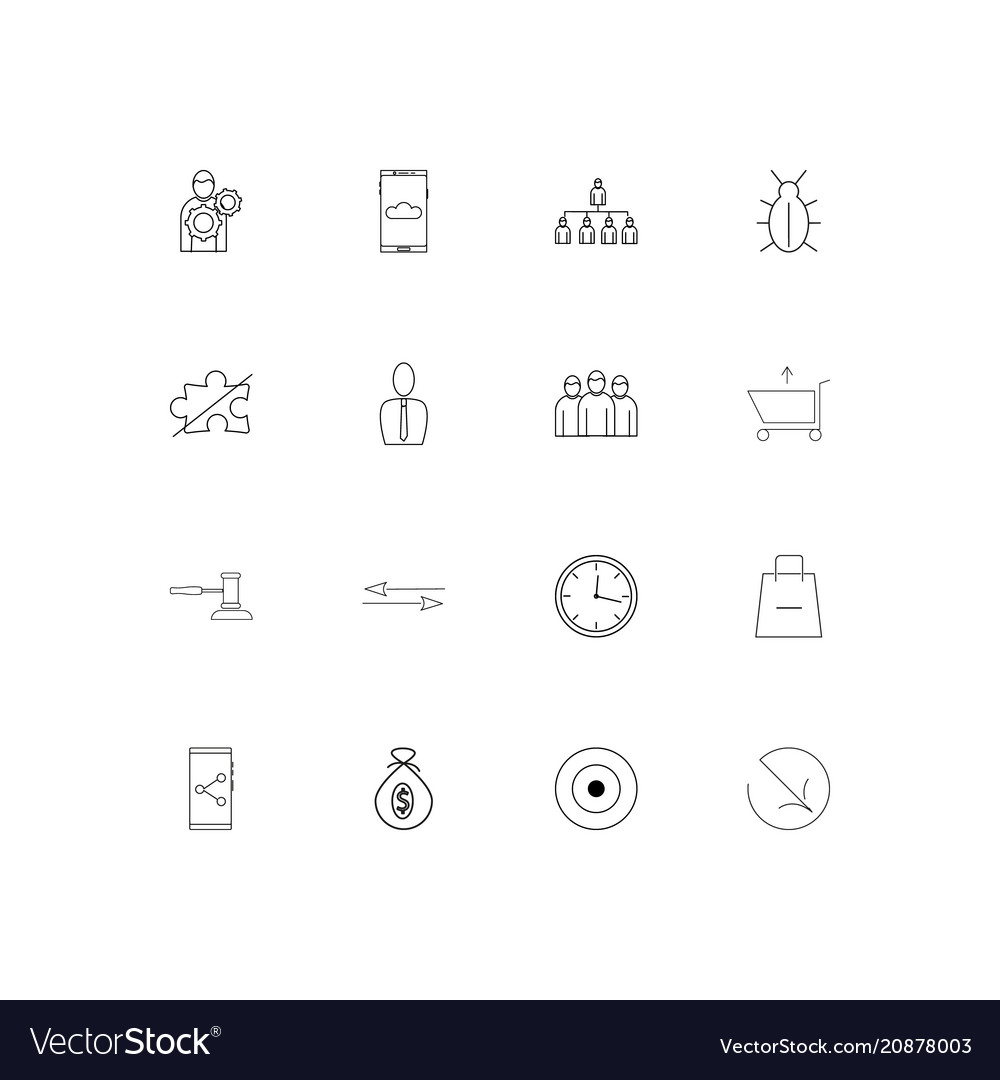 Business linear thin icons set outlined simple Vector Image
