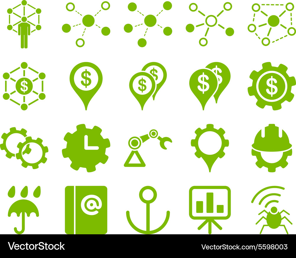 Business links and industry icon set Royalty Free Vector