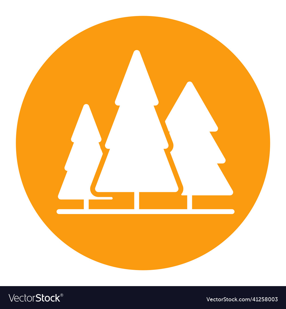 Conifer forest glyph isolated icon nature sign Vector Image