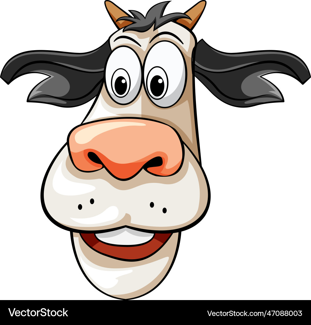 Cow face in cartoon style Royalty Free Vector Image