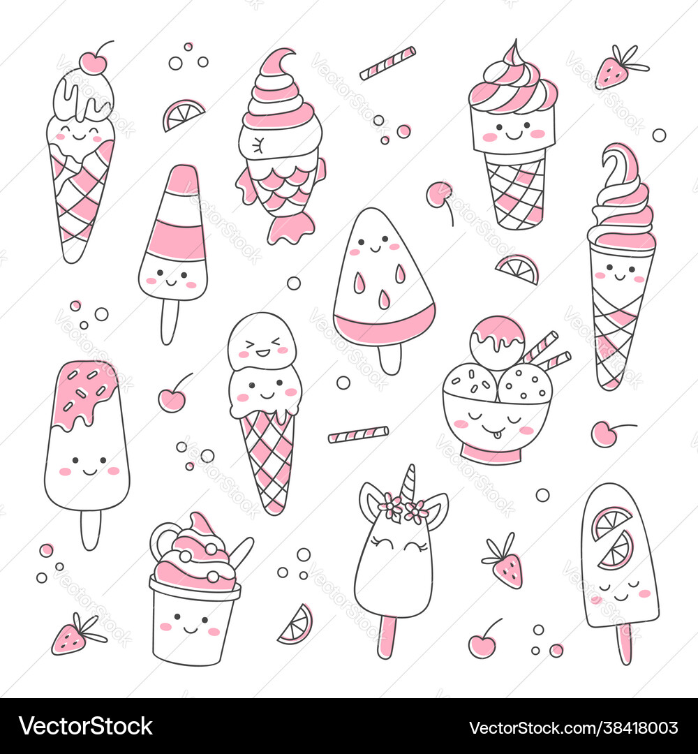 Cute Ice Cream Doodle Royalty Free Vector Image