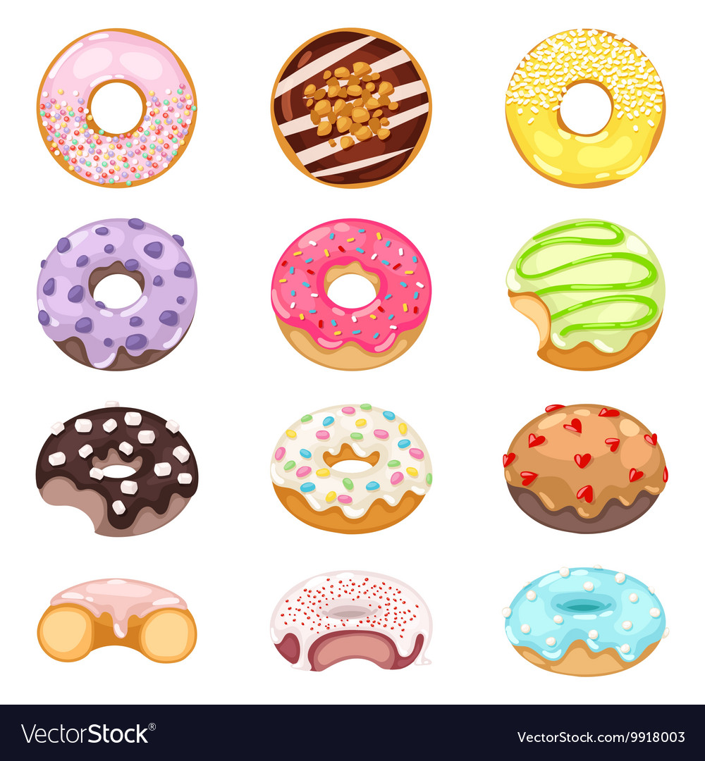 Donuts set Royalty Free Vector Image - VectorStock