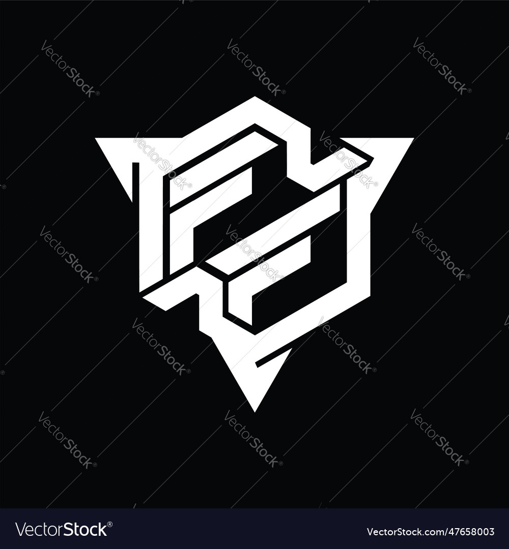 Ff logo monogram hexagon shape with triangle Vector Image