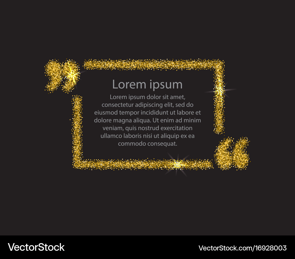Gold quotation mark speech bubble Royalty Free Vector Image