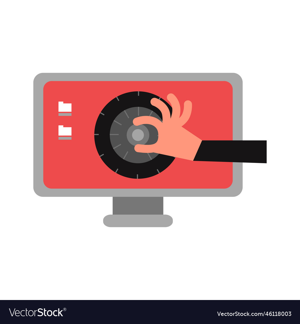 Hacker cracking safe composition Royalty Free Vector Image Hacker cracking safe composition Royalty Free Vector Image
