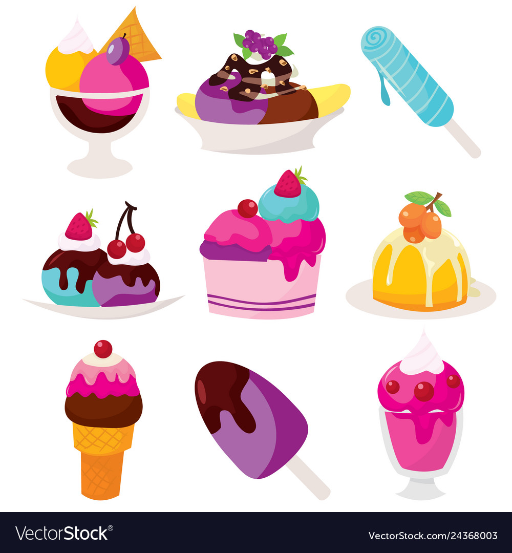 Ice cream sundaes and popsicles Royalty Free Vector Image