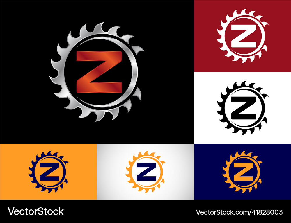 Initial z monogram alphabet with the saw blade Vector Image