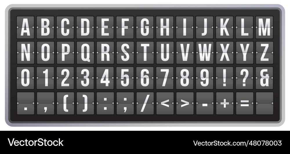 Realistic scoreboard flip font latin alphabet Vector Image