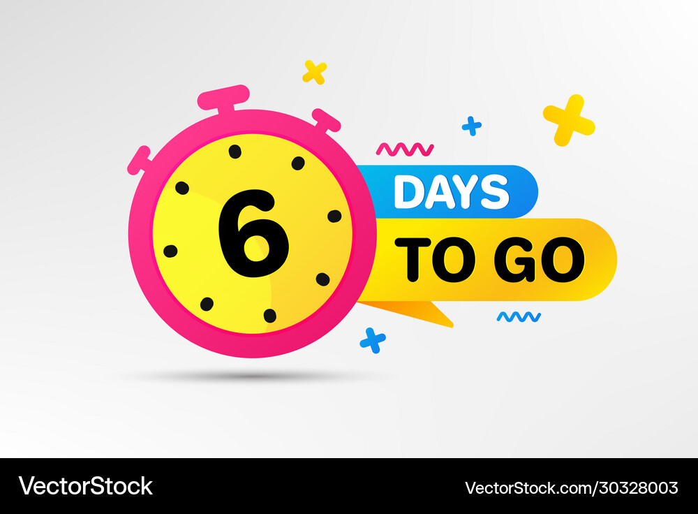 Six days left icon 6 to go Royalty Free Vector Image