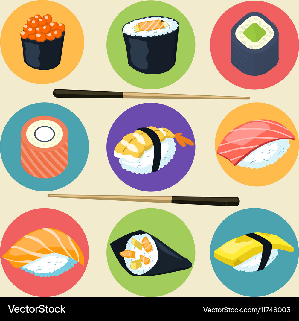 Sushi set asian food Royalty Free Vector Image
