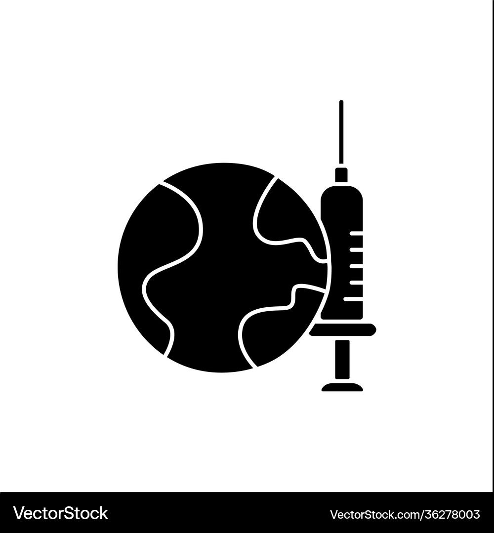 Vaccine for world glyph icon Royalty Free Vector Image