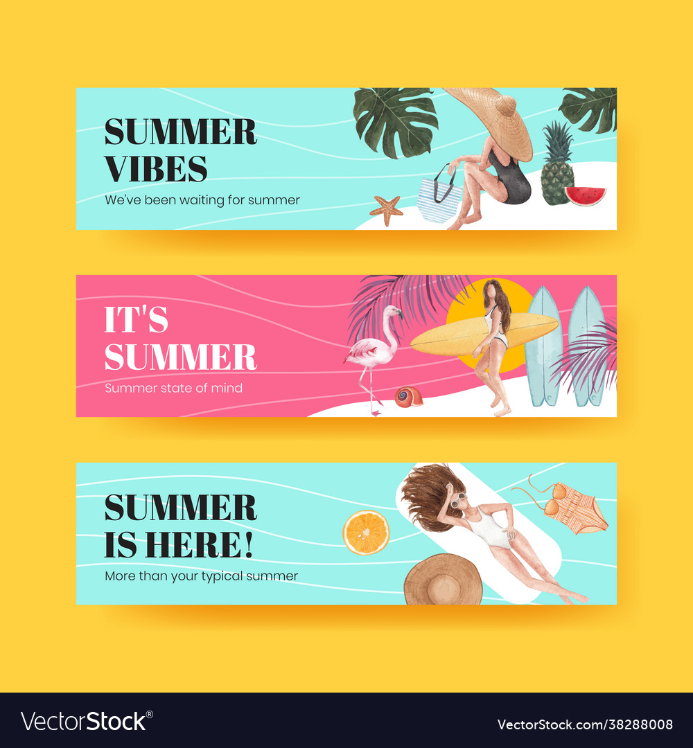 Banner template with summer vibes Royalty Free Vector Image