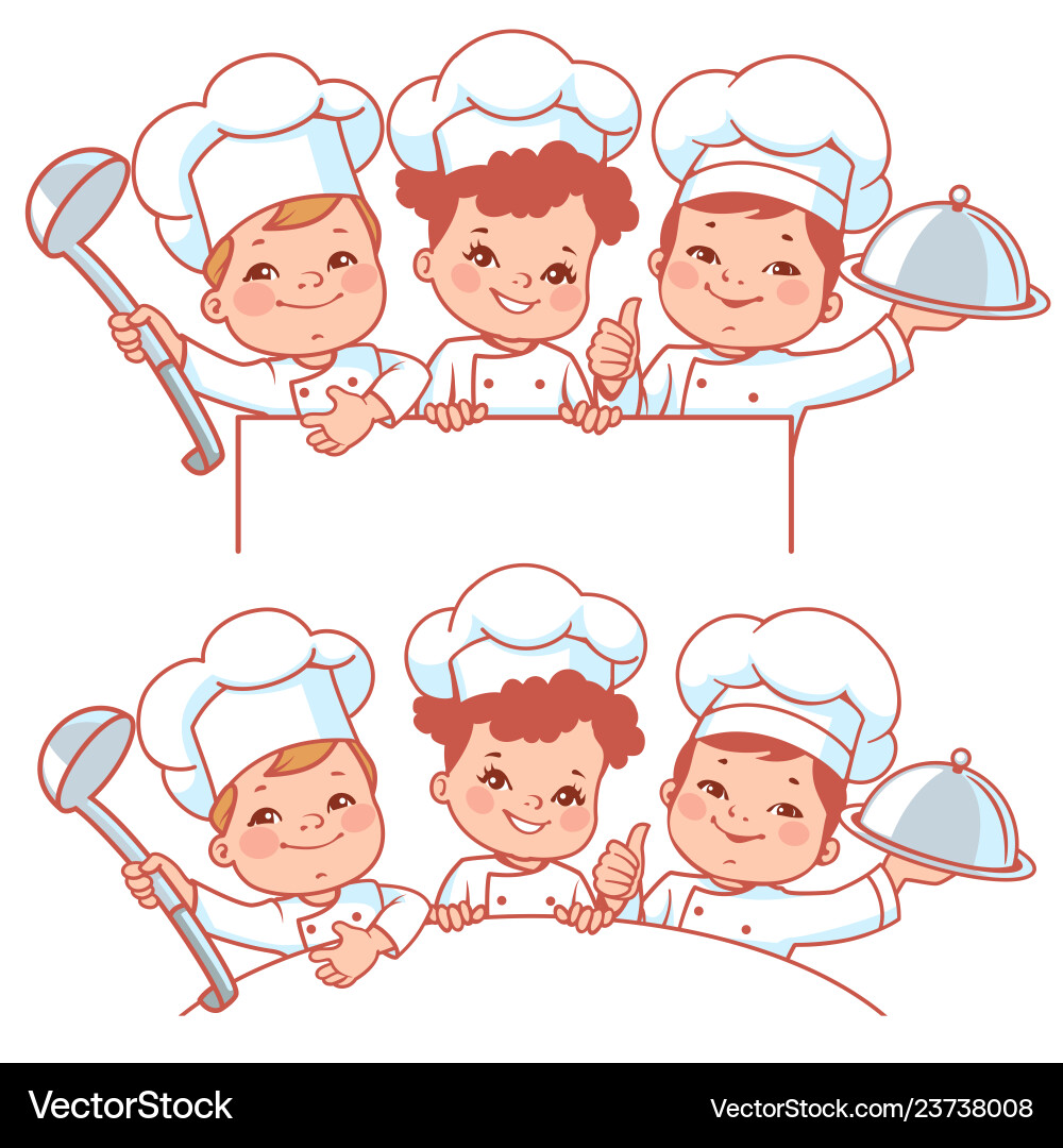 Children as little chefs banner Royalty Free Vector Image