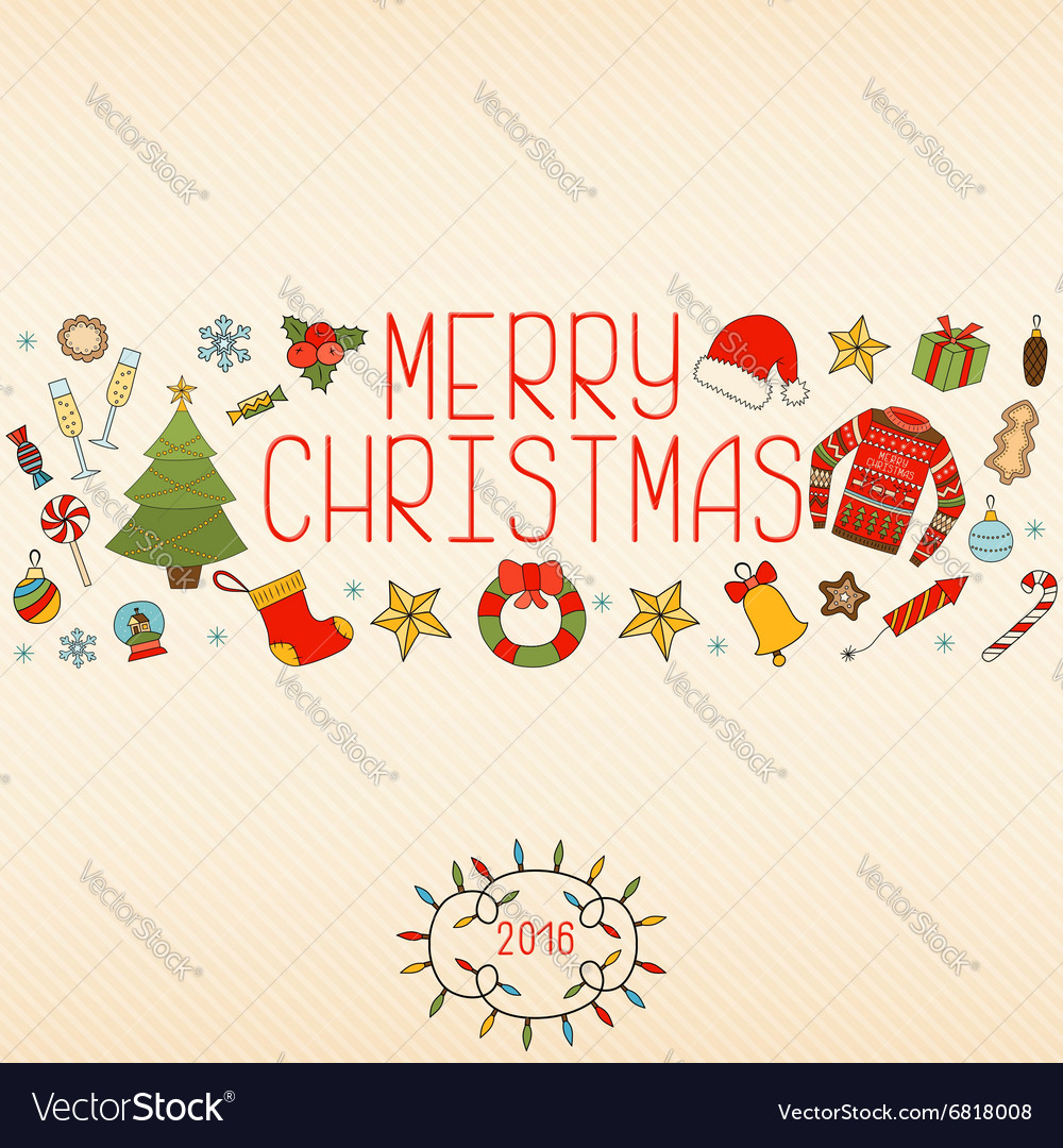 Christmas decorations hand drawn elements Vector Image